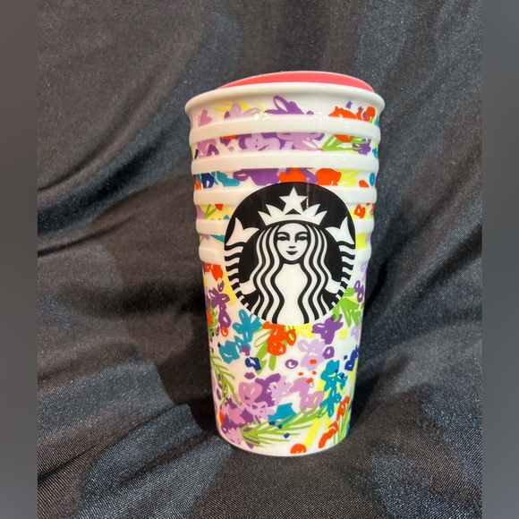 Starbucks | Kitchen | Starbucks Spring Pink Floral Band Ceramic ...